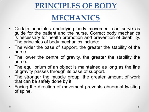 Maintenance of Proper Body Mechanics | PDF