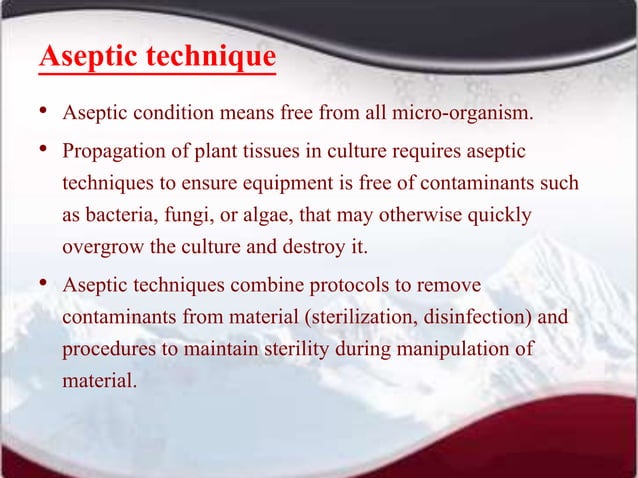 Maintenance of aseptic condition, in plant tissue culture | PPTX ...