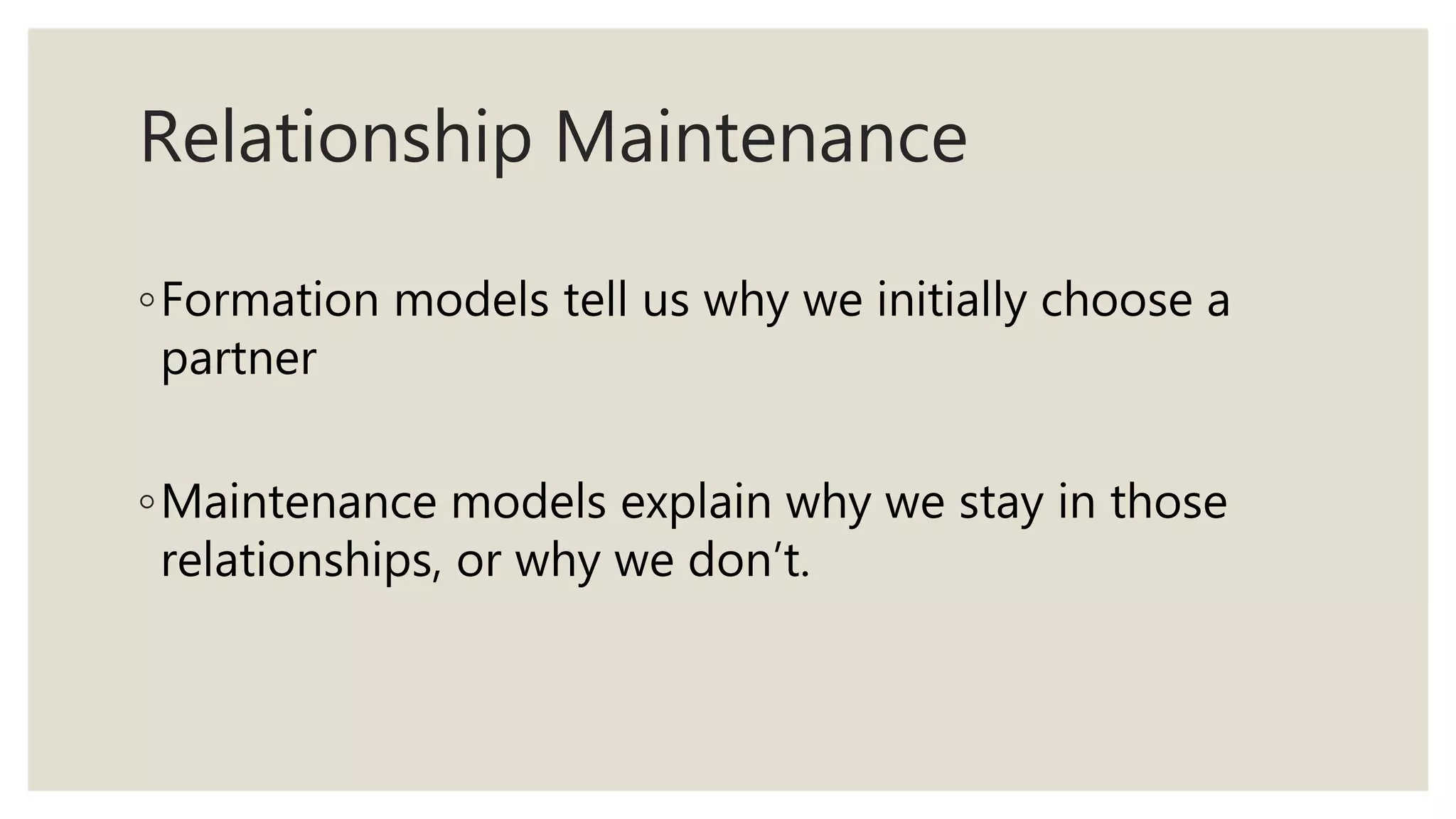 Maintenance of relationships | PPT