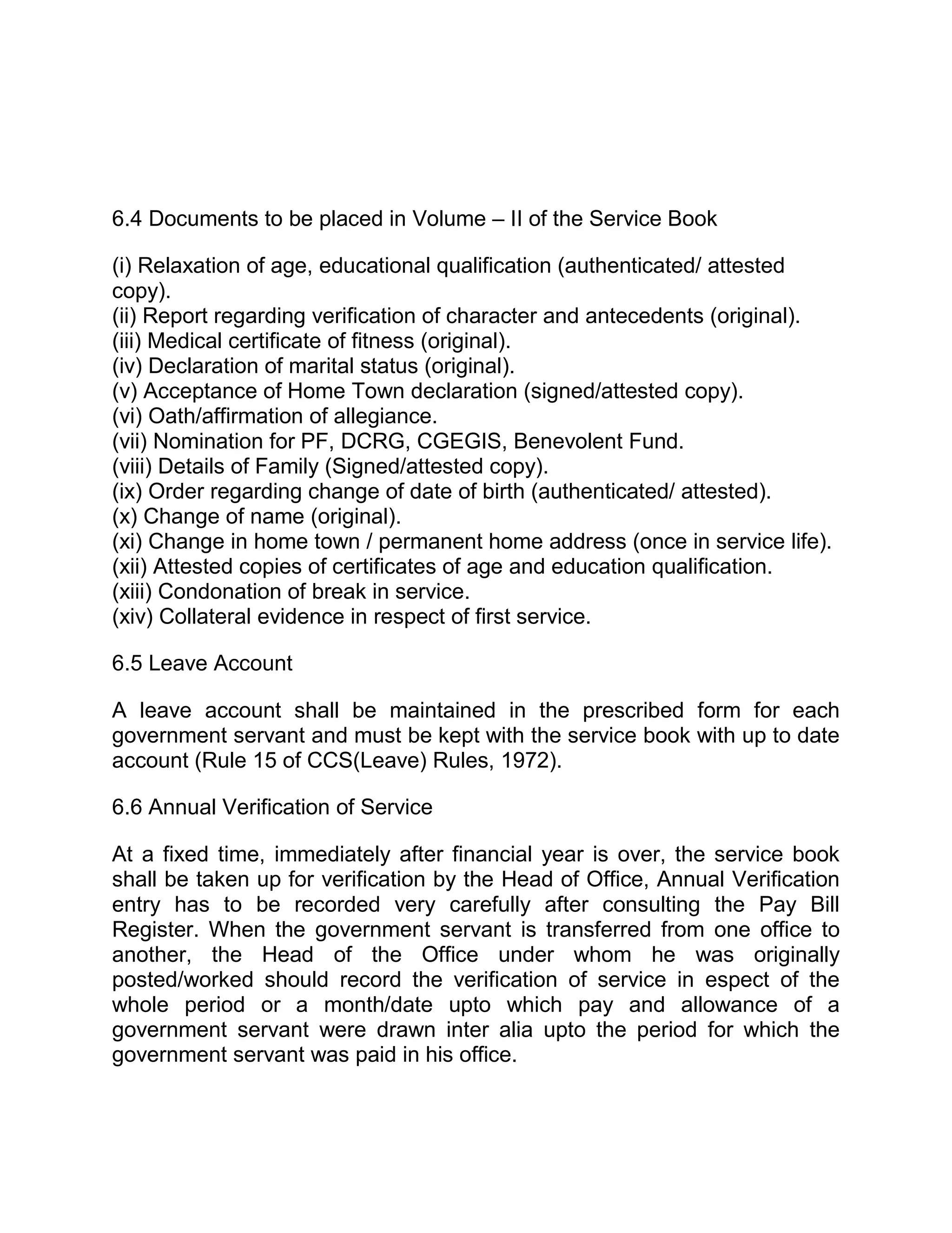 Maintenance of service book and leave account.bose