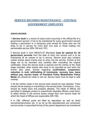 Maintenance of service book and leave account.bose