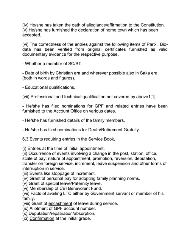 Maintenance of service book and leave account.bose | Retirement ...