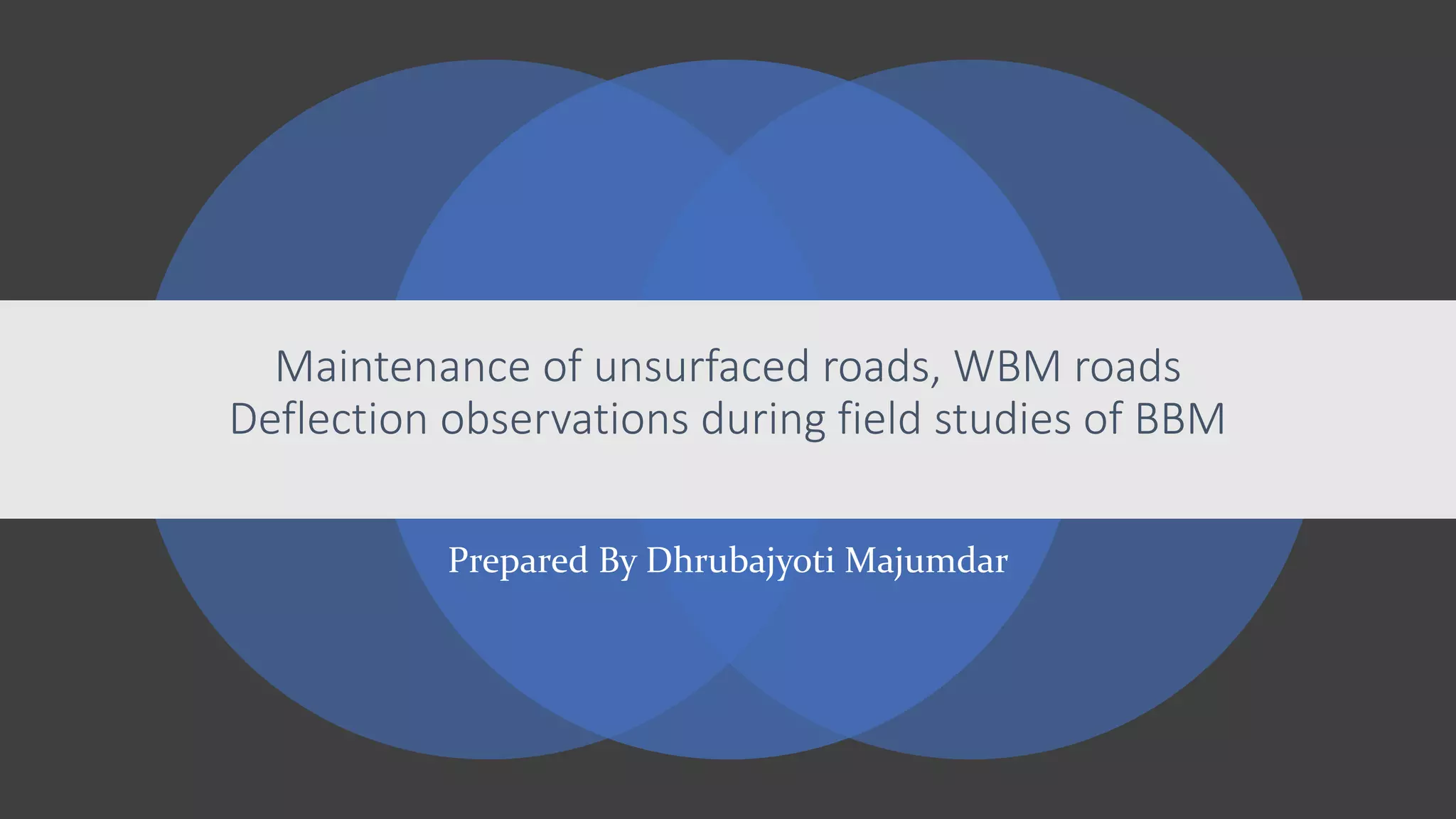 Maintenance of unsurfaced roads, wbm roads | PPTX