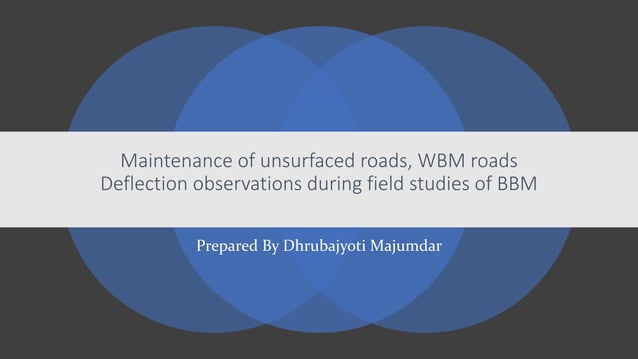 Maintenance of unsurfaced roads, wbm roads | PPT