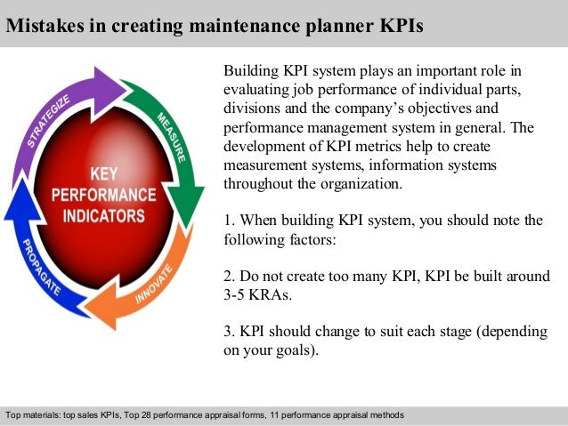 Maintenance planner kpi