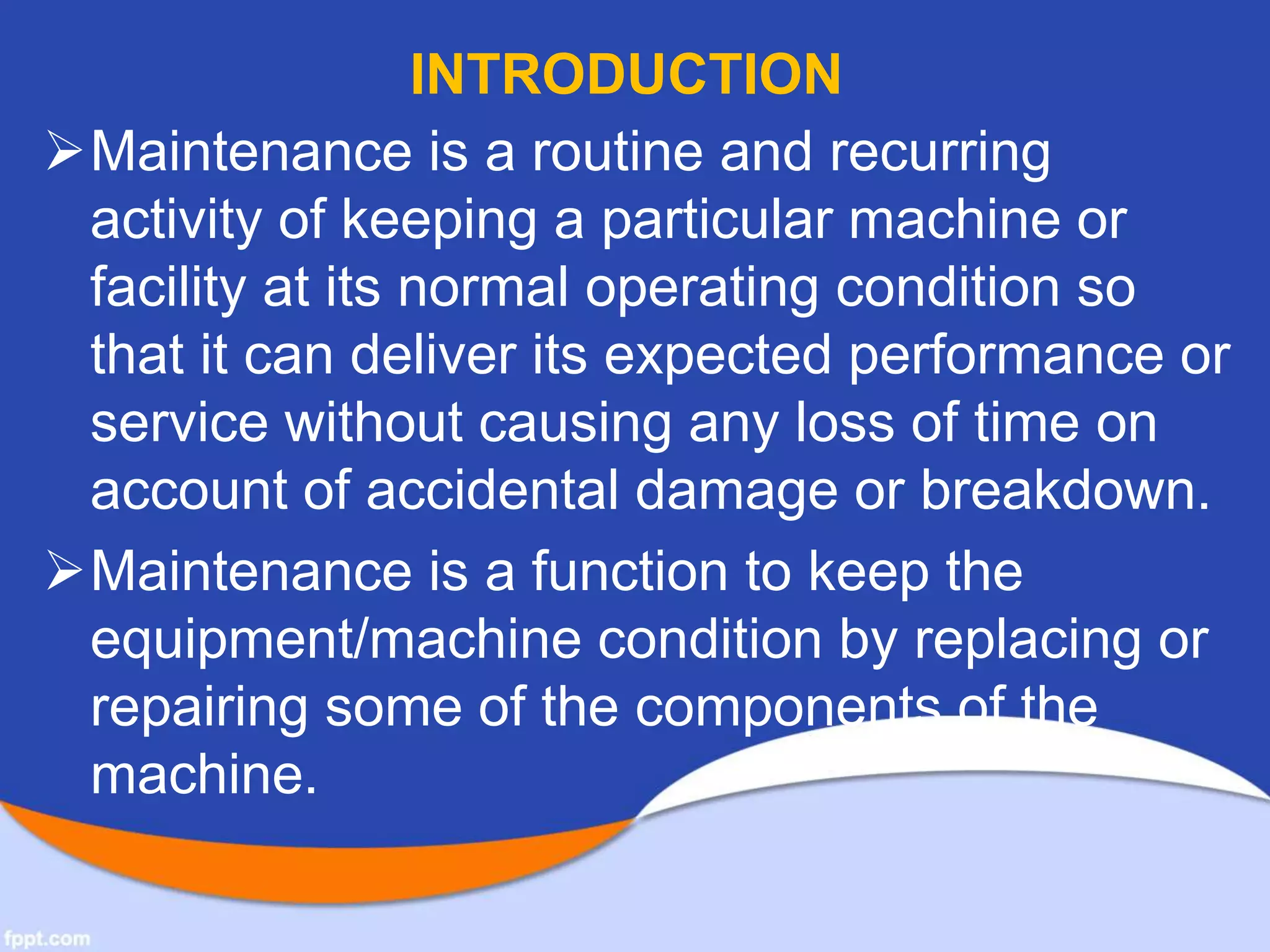 Maintenance planning and replacement | PPTX