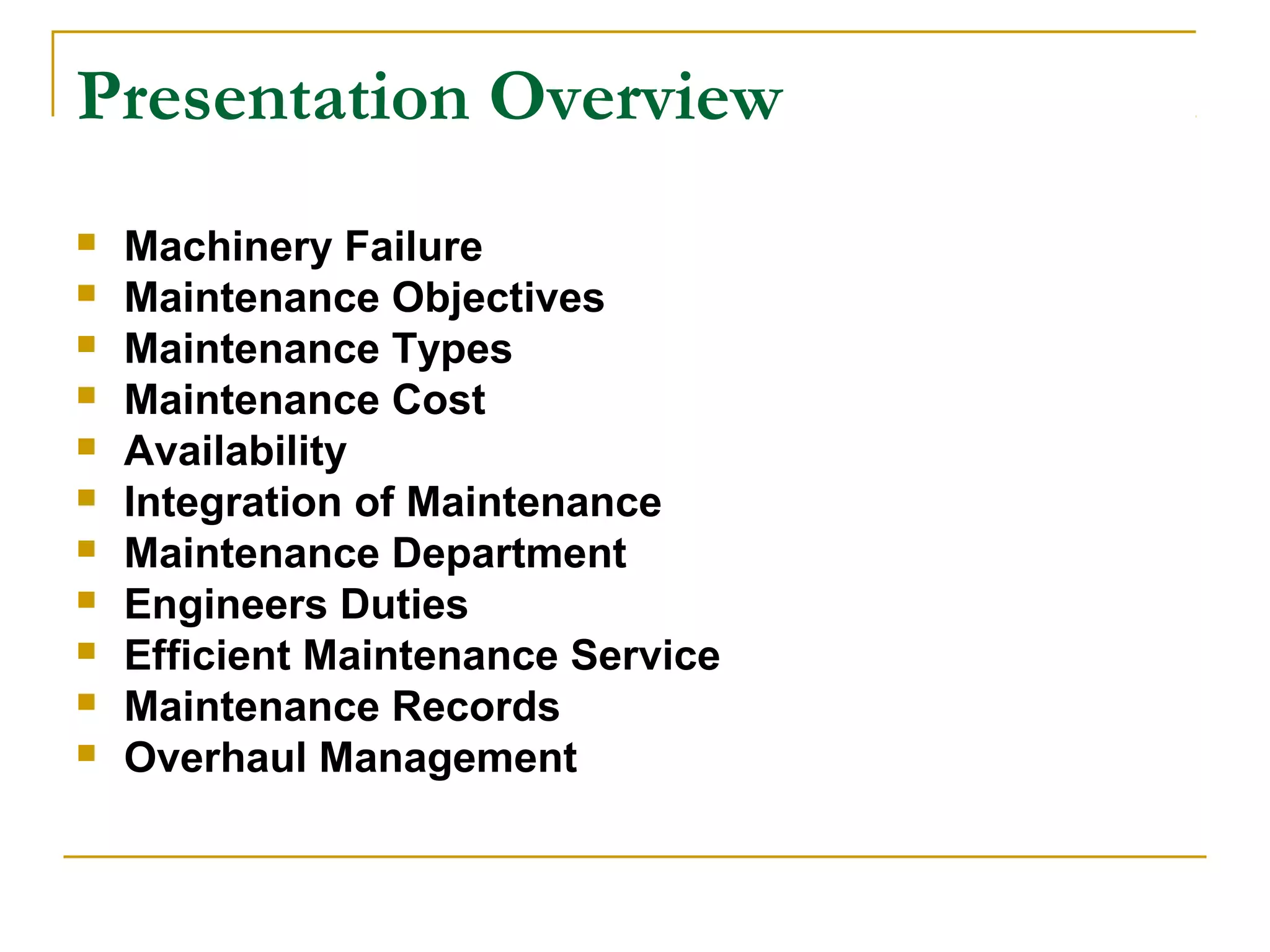 Maintenance planning systems | PPT