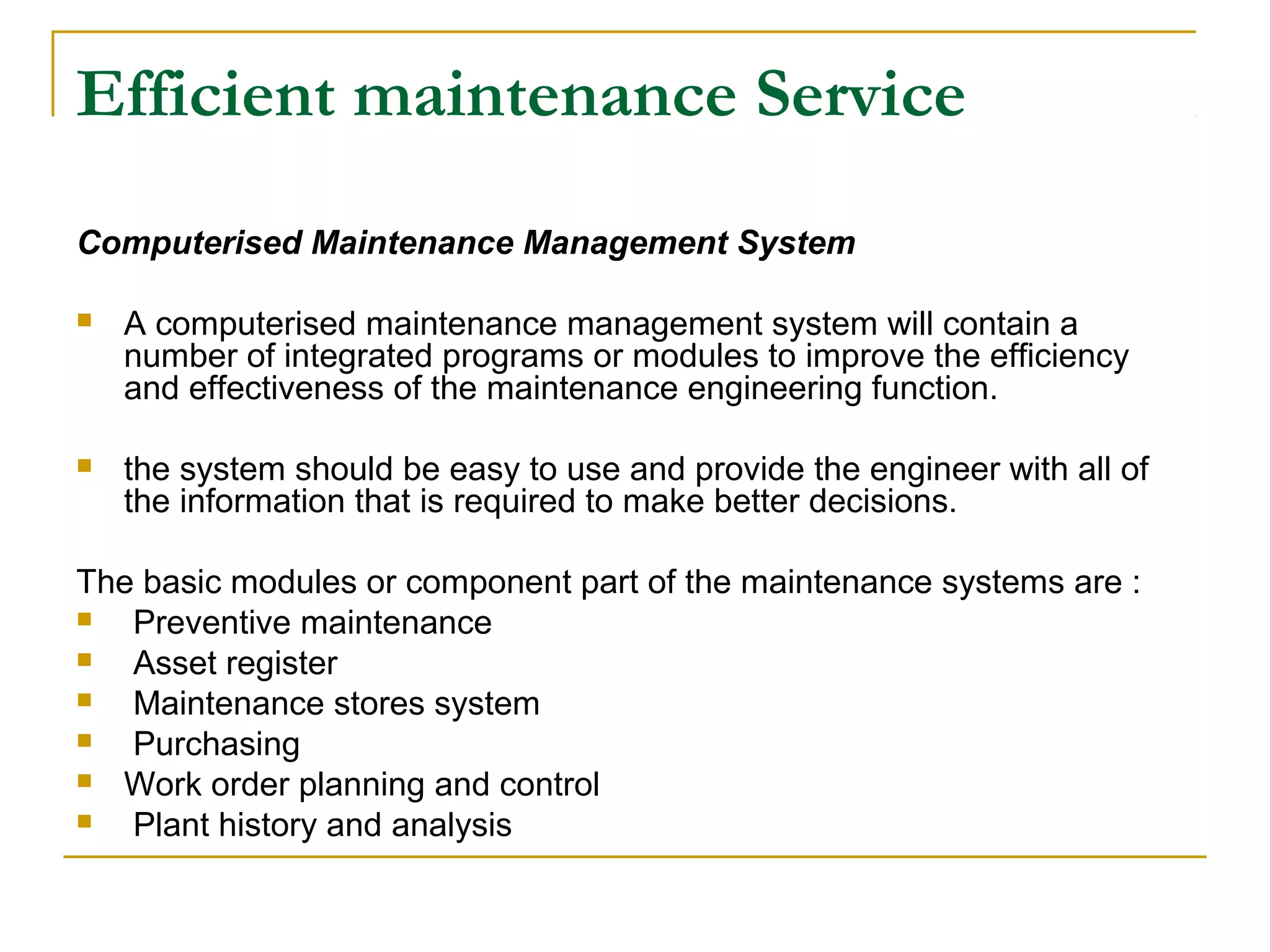 Maintenance planning systems | PPT