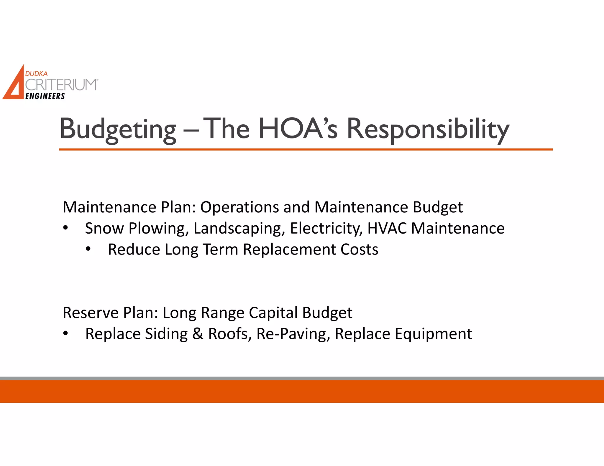 Maintenance Plans, Reserve Studies, & Project Management | PPT