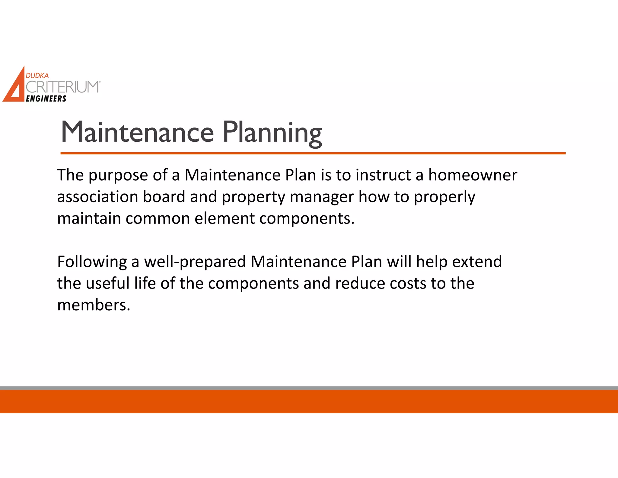 Maintenance Plans, Reserve Studies, & Project Management | PPT