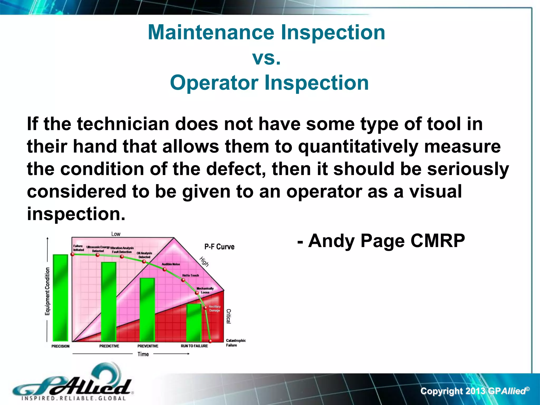 Maintenance PM inspection vs Operator PM inspection | PDF