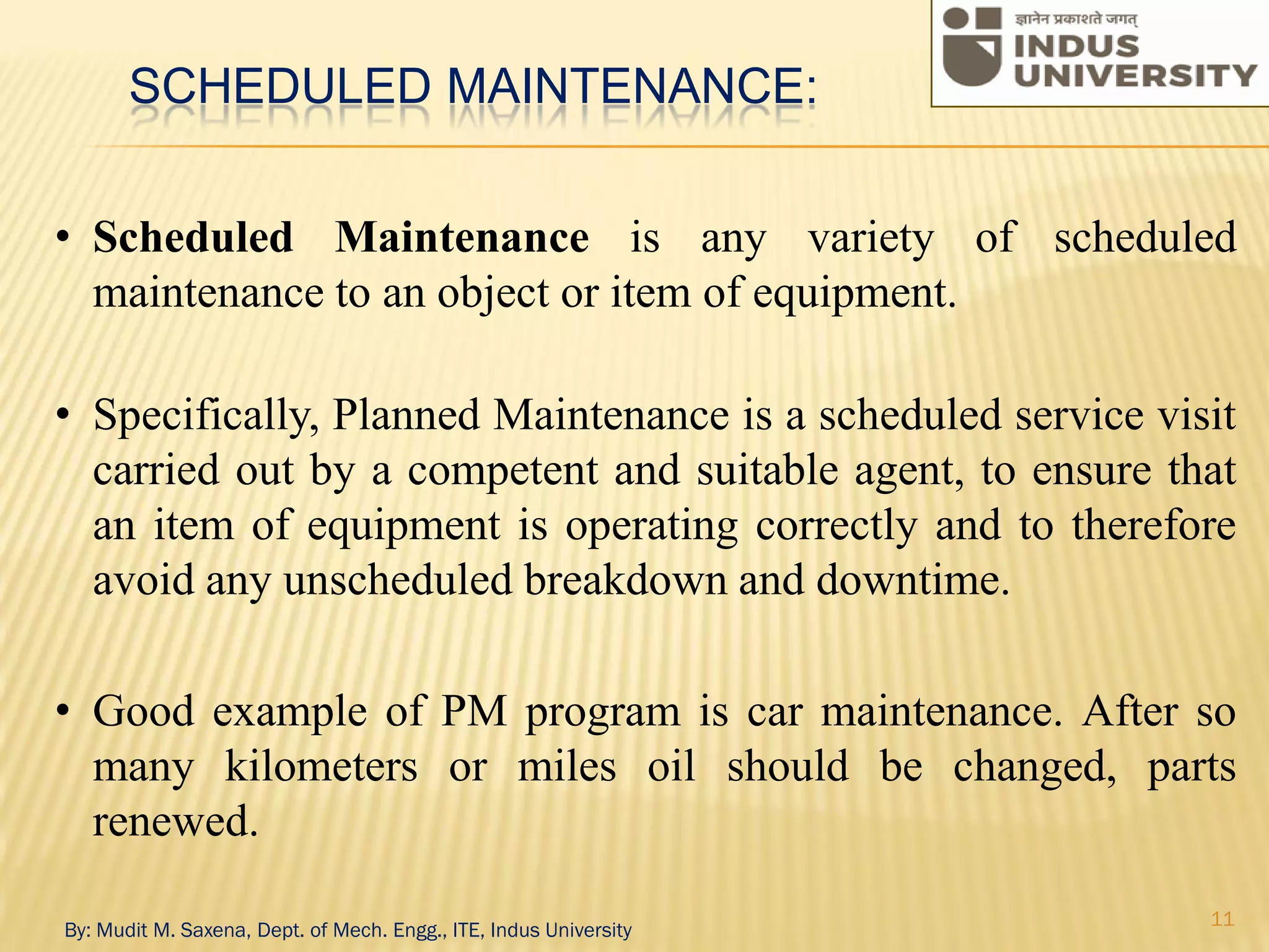 Maintenance policies and preventive maintenance | PDF
