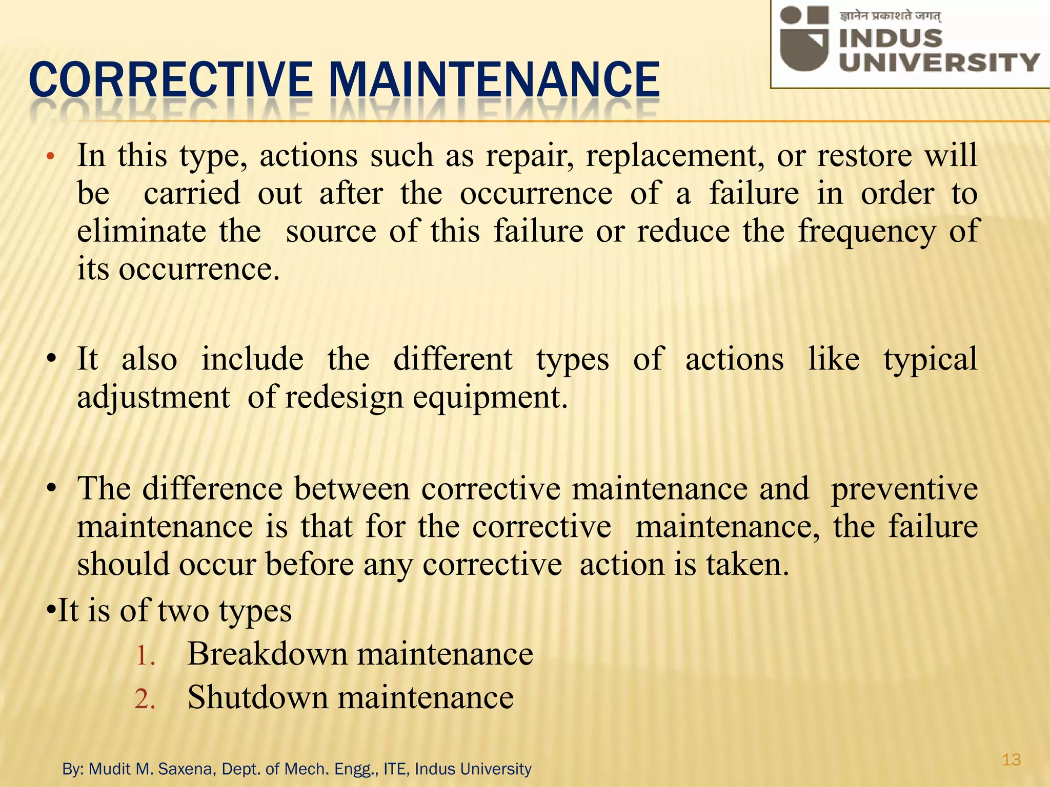 Maintenance policies and preventive maintenance | PDF