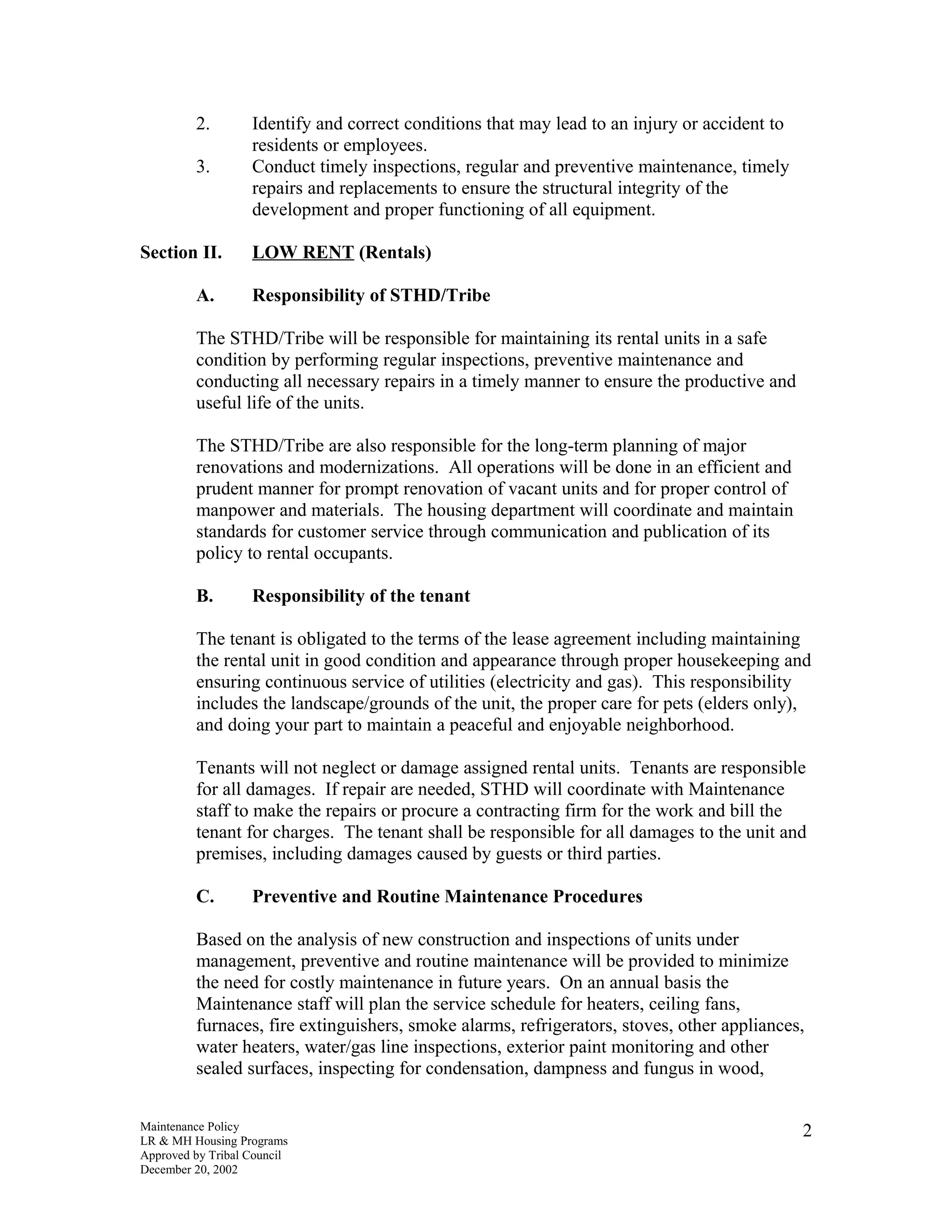 Maintenance policy | DOC