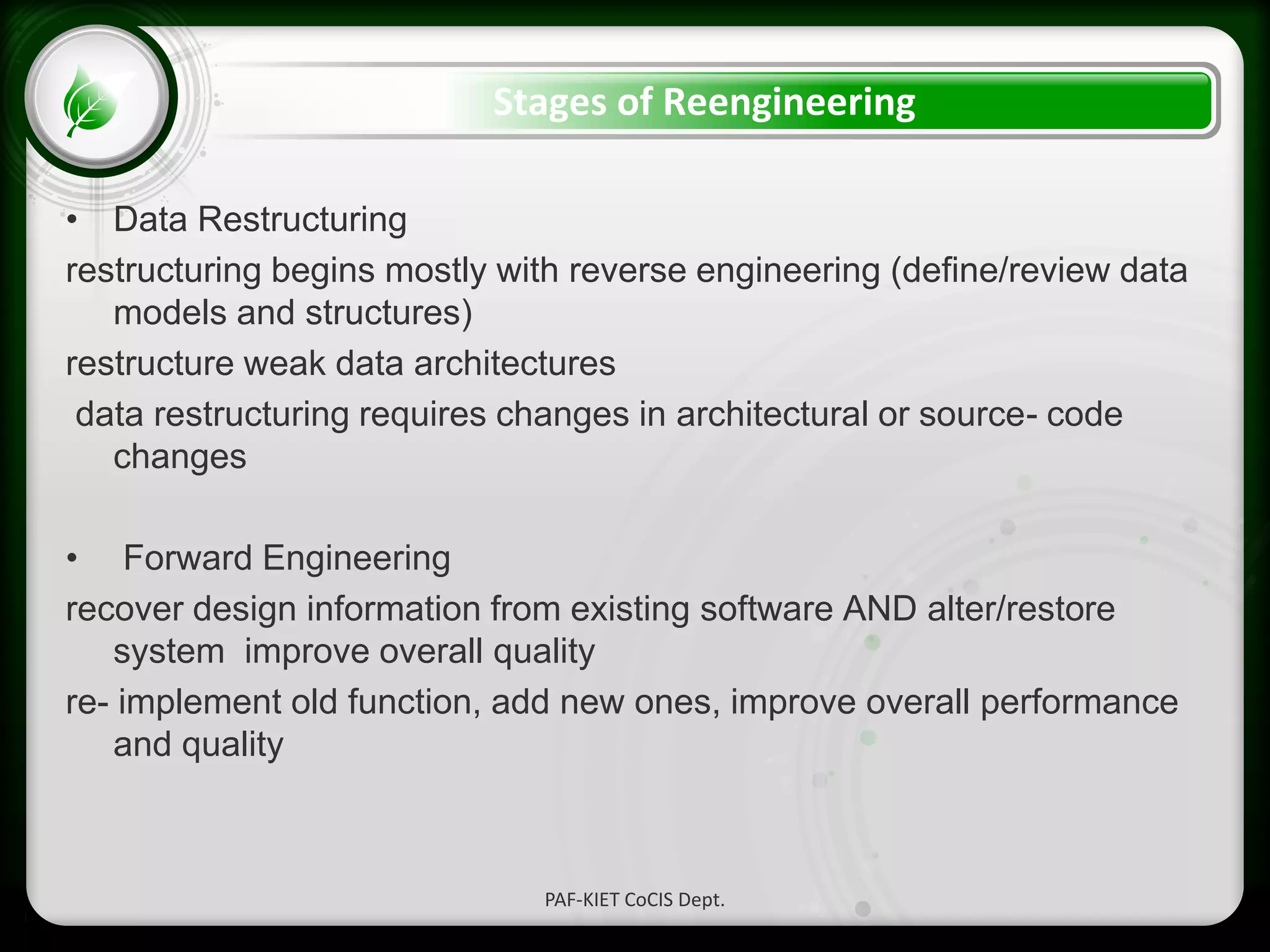 Maintenance & Re-Engineering of Software | PPTX