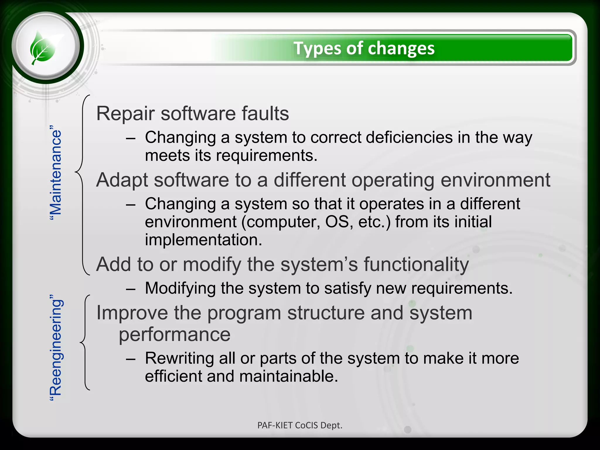 Maintenance & Re-Engineering of Software | PPTX