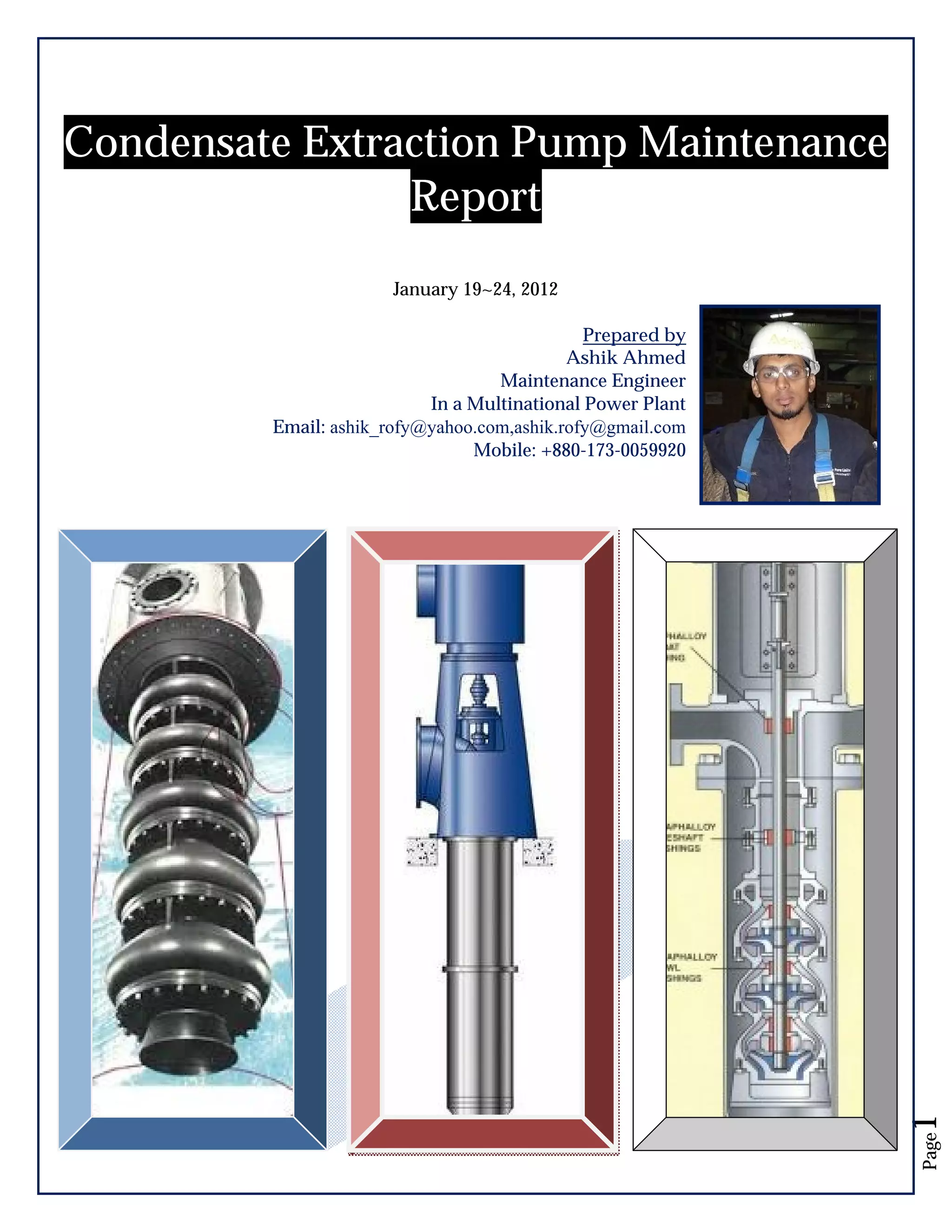 Maintenance report of Condensate Extraction Pump (KSB) | PDF