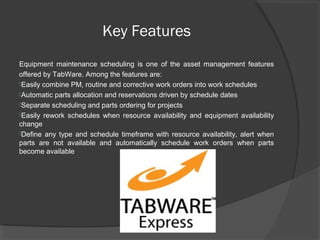 Maintenance Scheduling Software – TabWare | PPT
