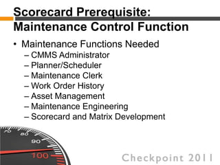 Maintenance score cards Checkpoint 2011 Keynote 2 | PPTX