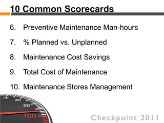 Maintenance score cards Checkpoint 2011 Keynote 2 | PPTX