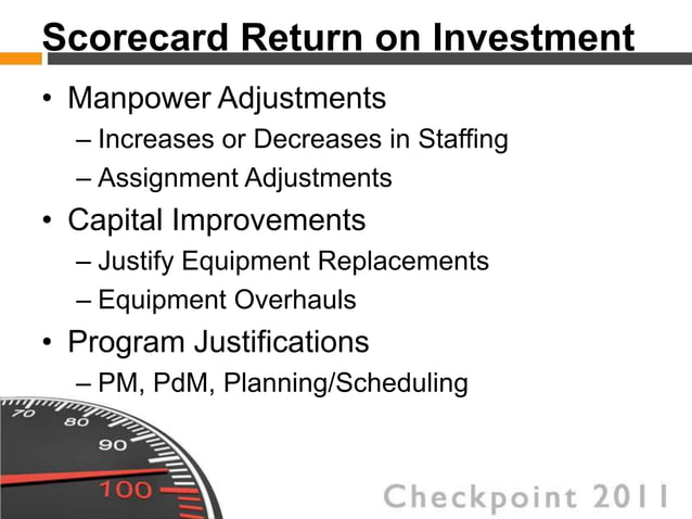 Maintenance score cards Checkpoint 2011 Keynote 2 | PPTX