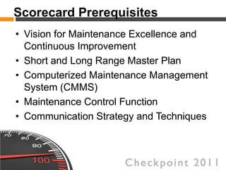 Maintenance score cards Checkpoint 2011 Keynote 2 | PPTX