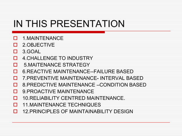 Maintenance strategies | PPT