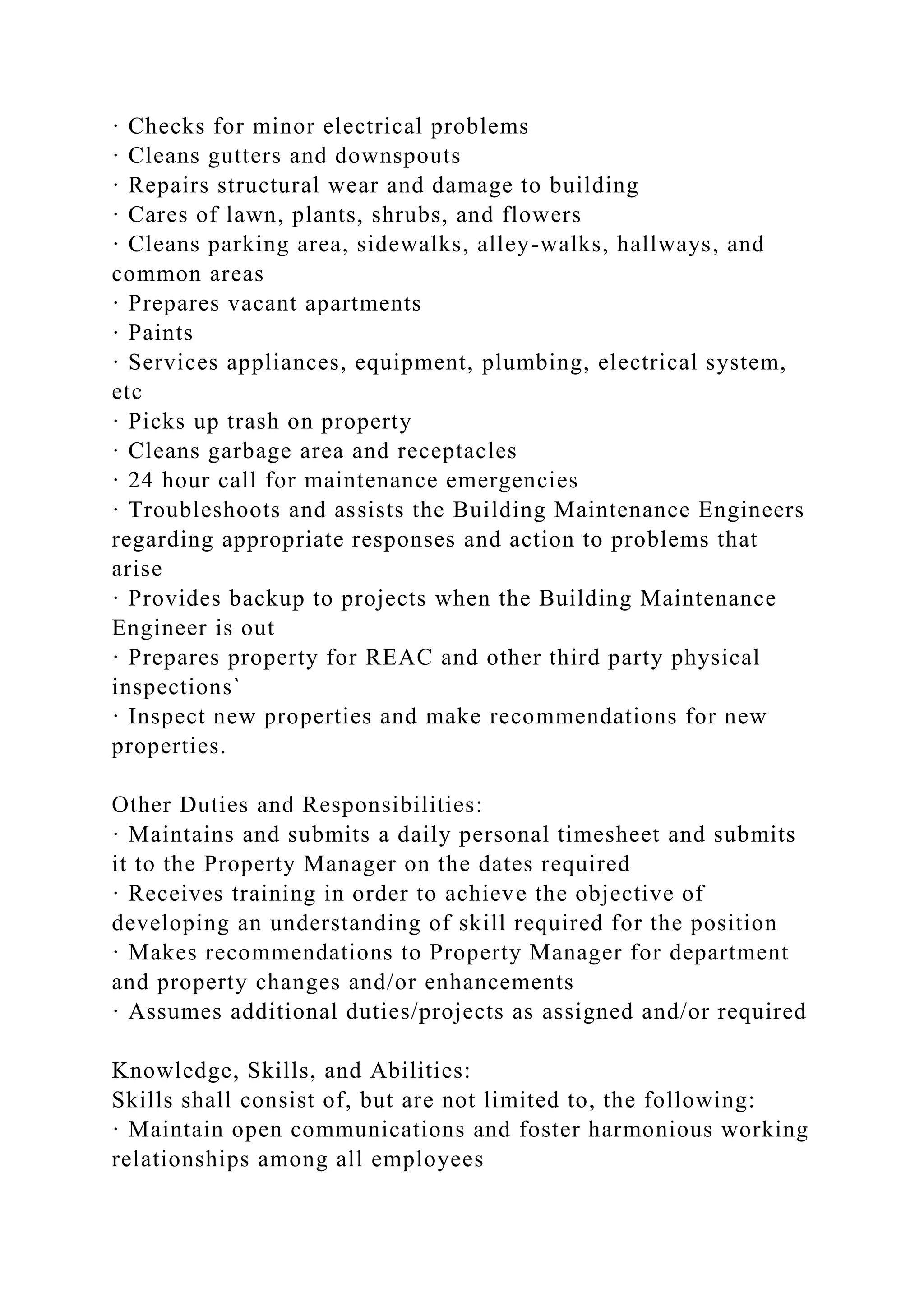 Maintenance Technician Job DescriptionJob Summary Performs.docx