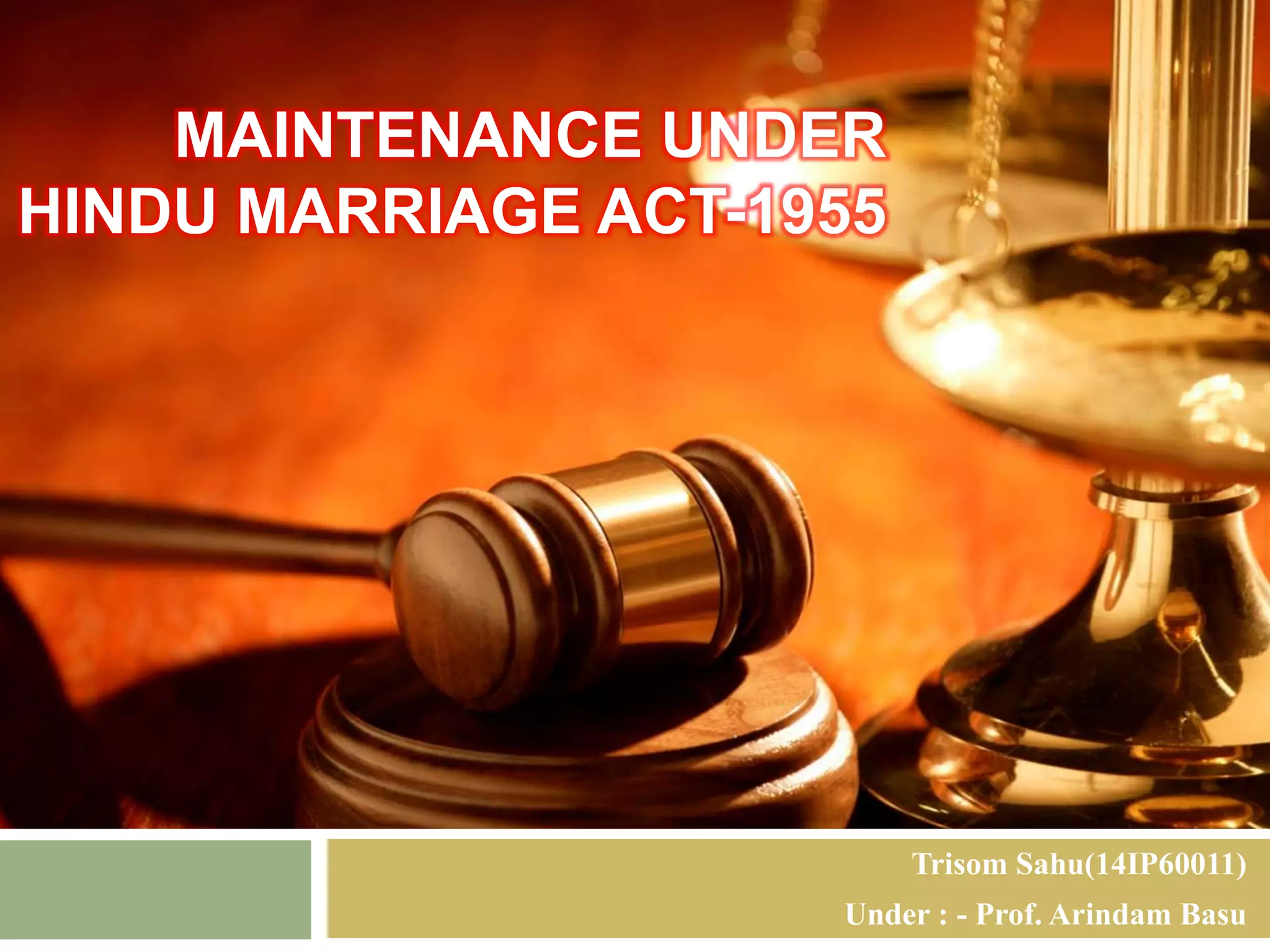 Maintenance Under Hindu Marriage Act 1955 Ppt