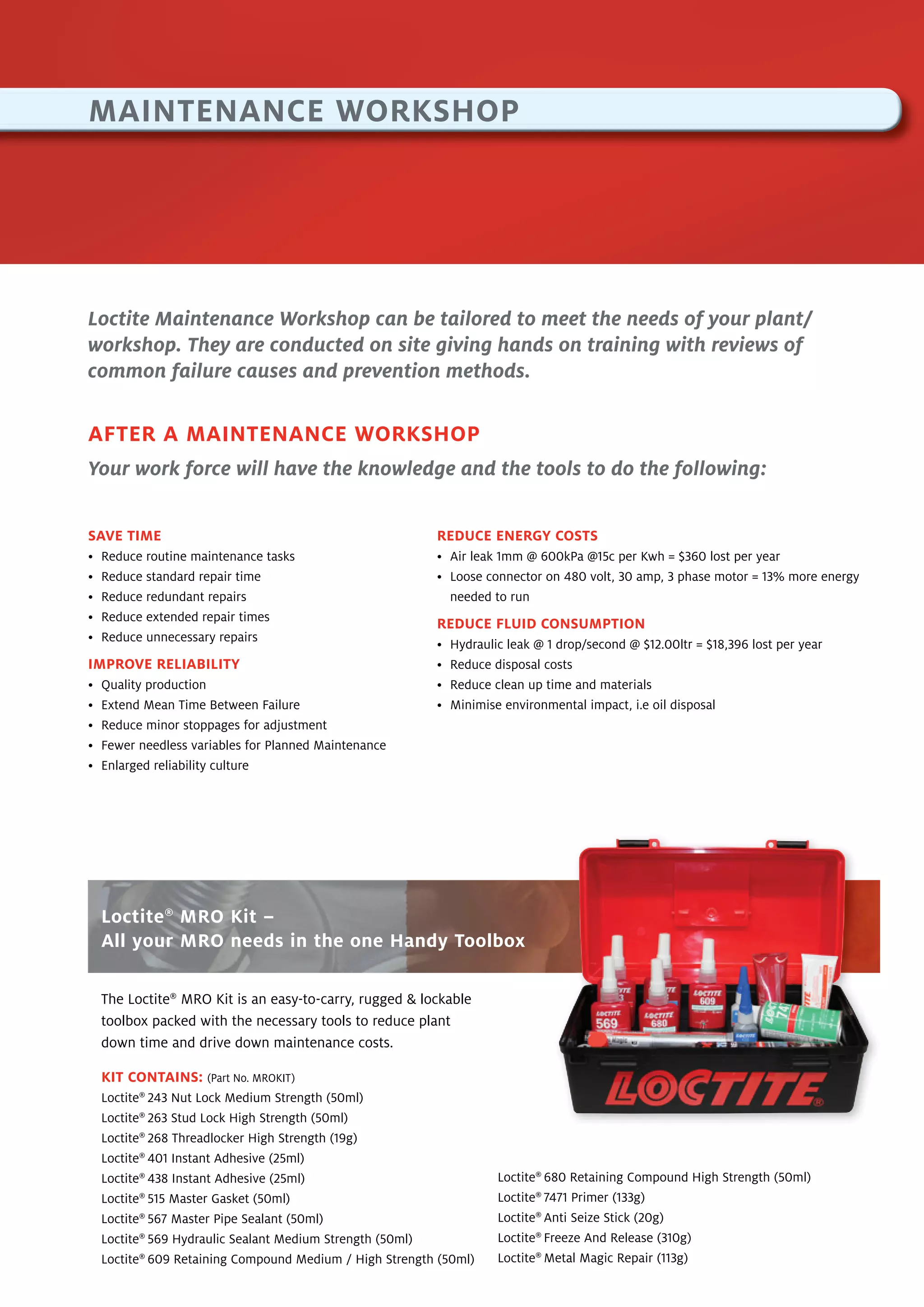 Loctite® Maintenance Workshops - Henkel Adhesives | PDF