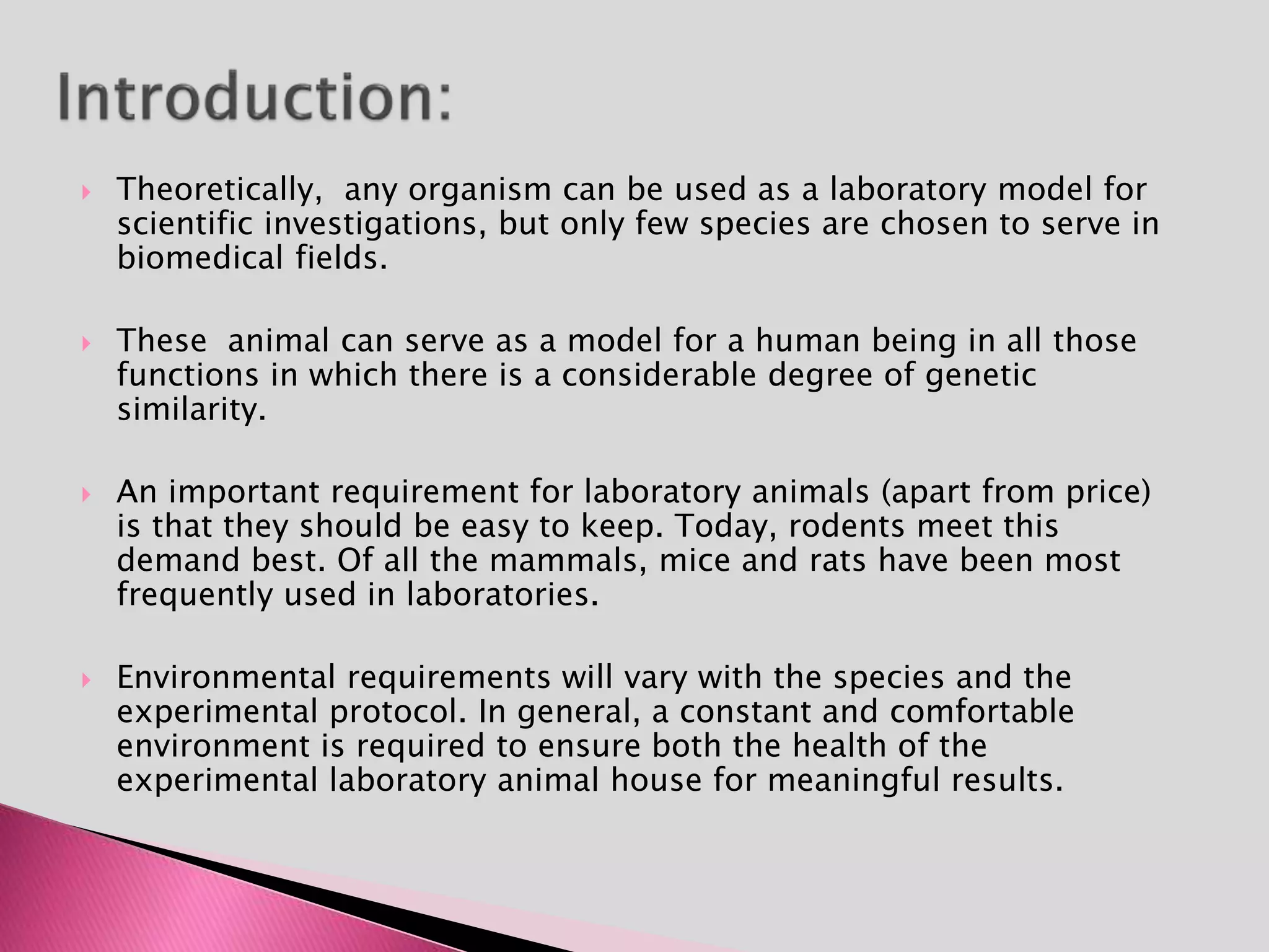 Maintence and breeding of laboratory animals | PPTX