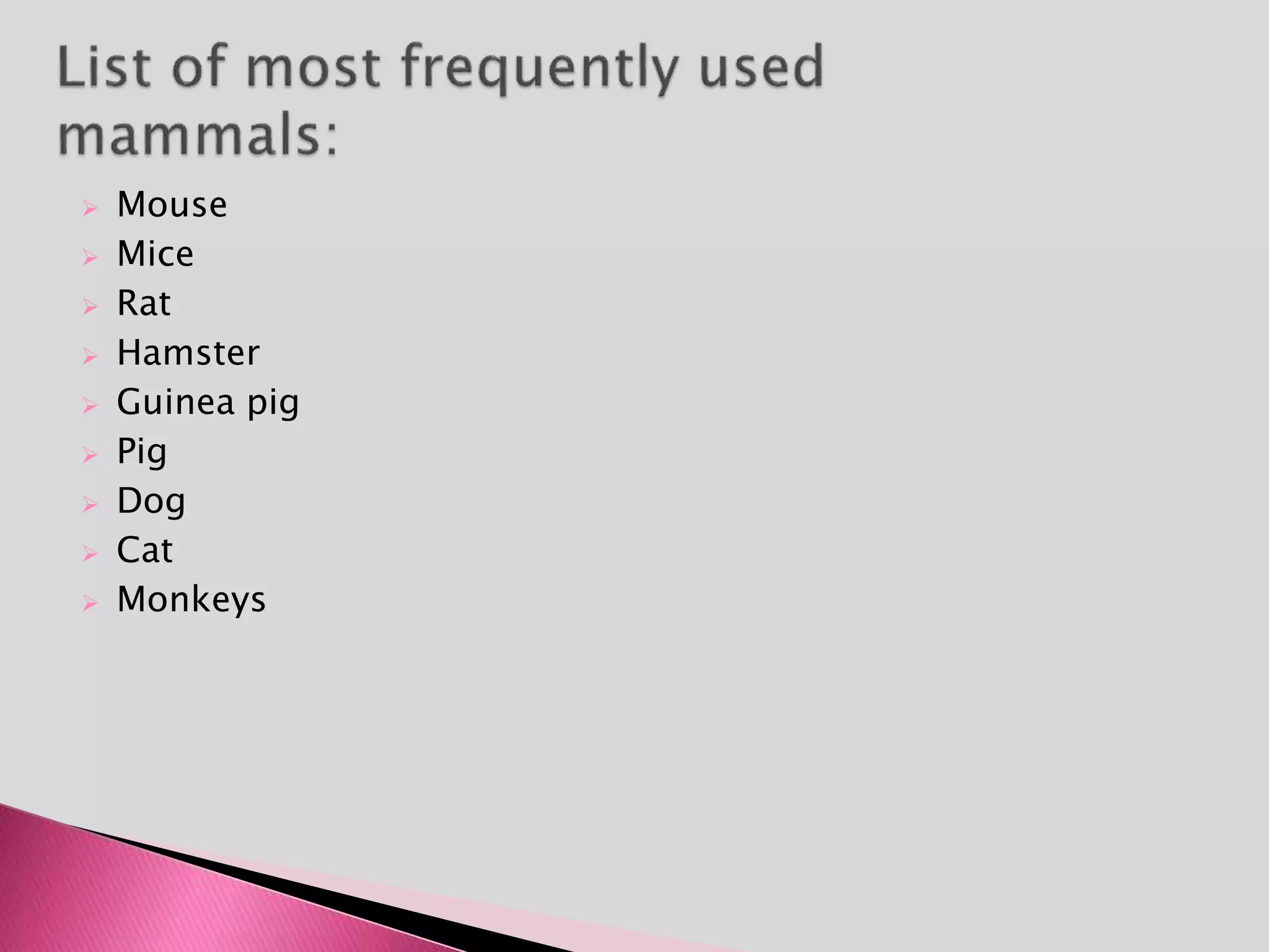 Maintence and breeding of laboratory animals | PPTX