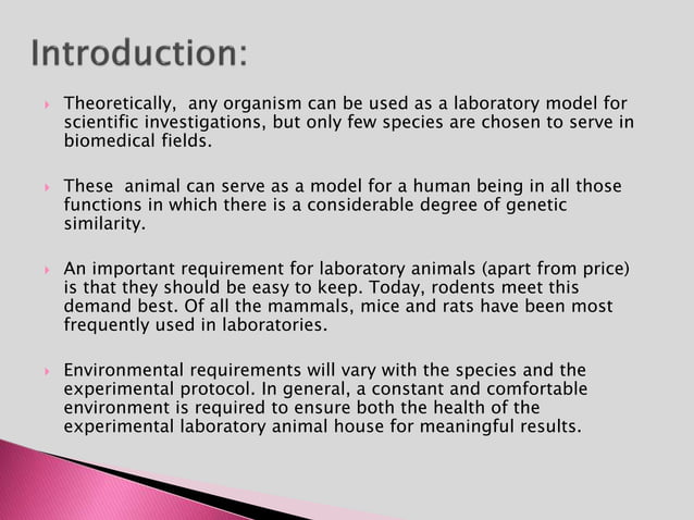 Maintence and breeding of laboratory animals | PPTX