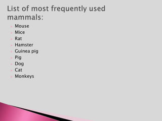 Maintence and breeding of laboratory animals | PPTX