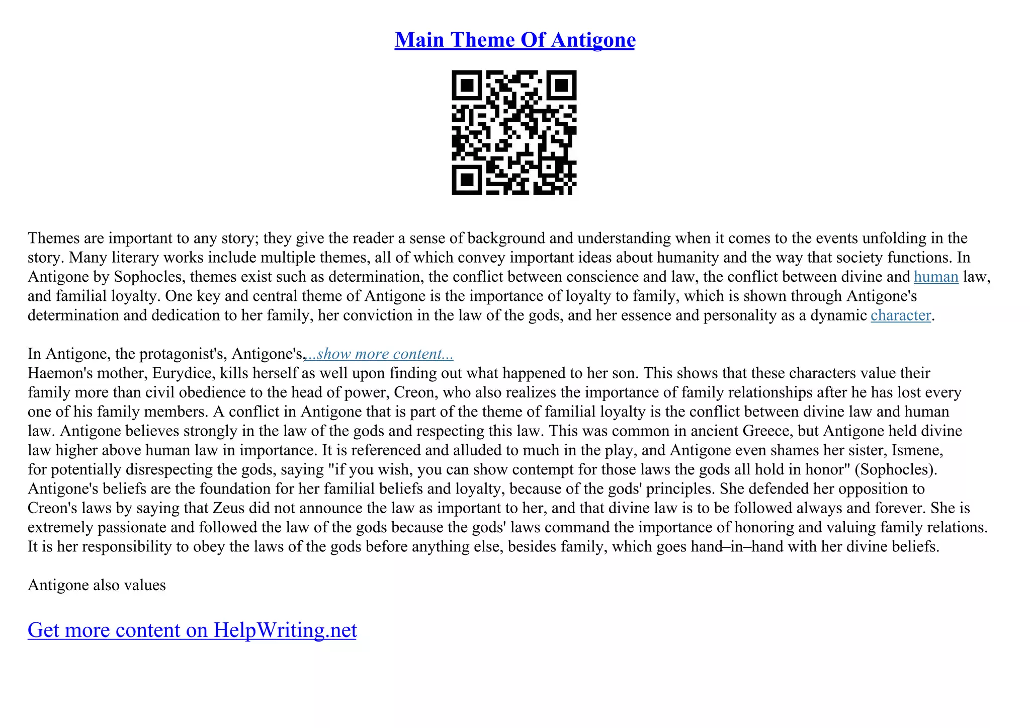Main Theme Of Antigone | PDF