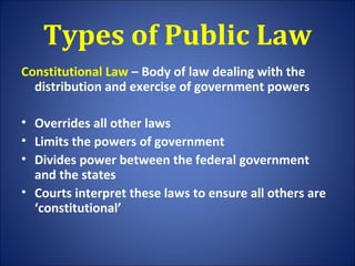 Main Types of Laws | David Ford Avon Ct | PPT
