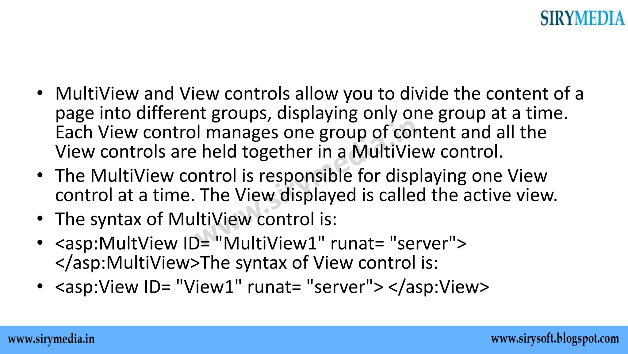 Main views in asp.net