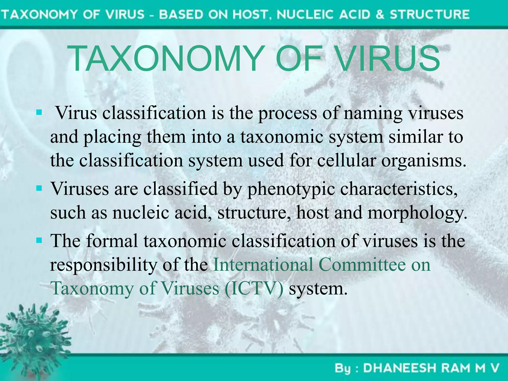 Classification of Virus, based on Nucleic acid, structure and host | PPTX