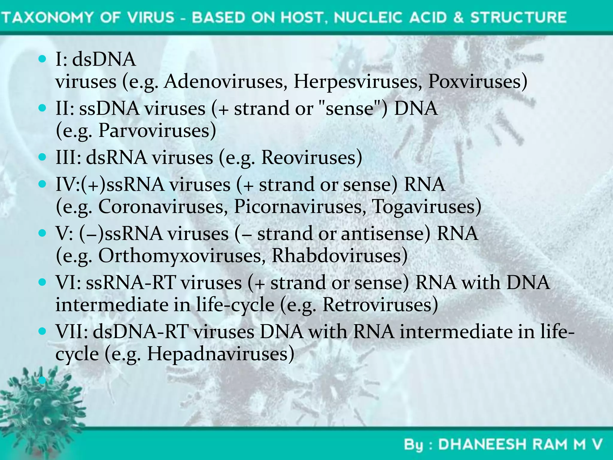 Classification of Virus, based on Nucleic acid, structure and host | PPTX