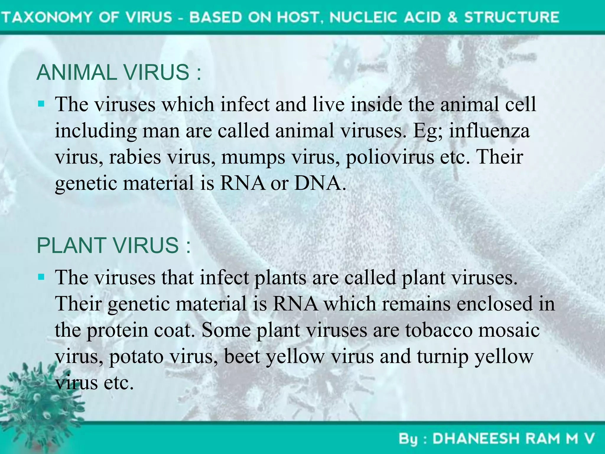 Classification of Virus, based on Nucleic acid, structure and host | PPTX