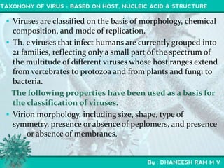Classification of Virus, based on Nucleic acid, structure and host | PPTX