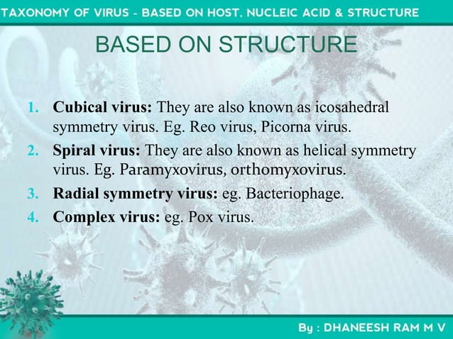 Classification of Virus, based on Nucleic acid, structure and host | PPTX | Operating Systems ...