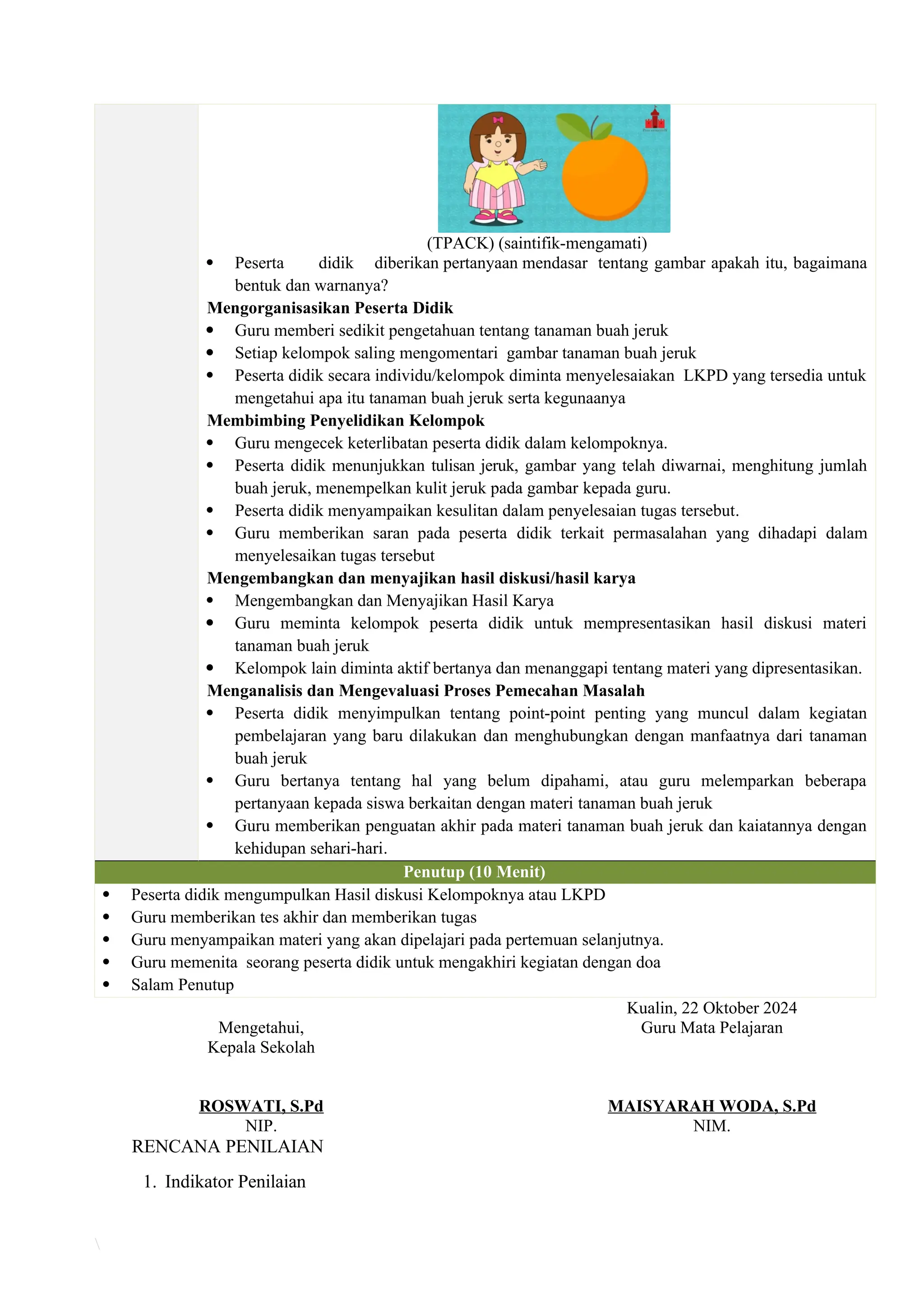 MAISYARAH WODA JERUK.paud kelompok b mengunakan blended learning PJBL DAN SEL | DOCX