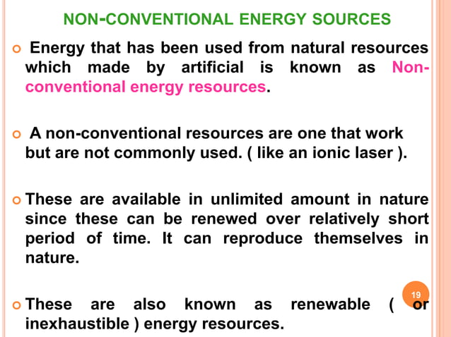 Conventional & non conventional energy sources. | PPTX