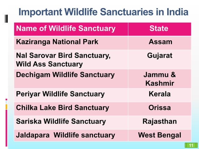 Protected areas in India : National parks & Sanctuaries | PPTX