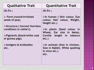 Quantitative characters and Genes | PPTX