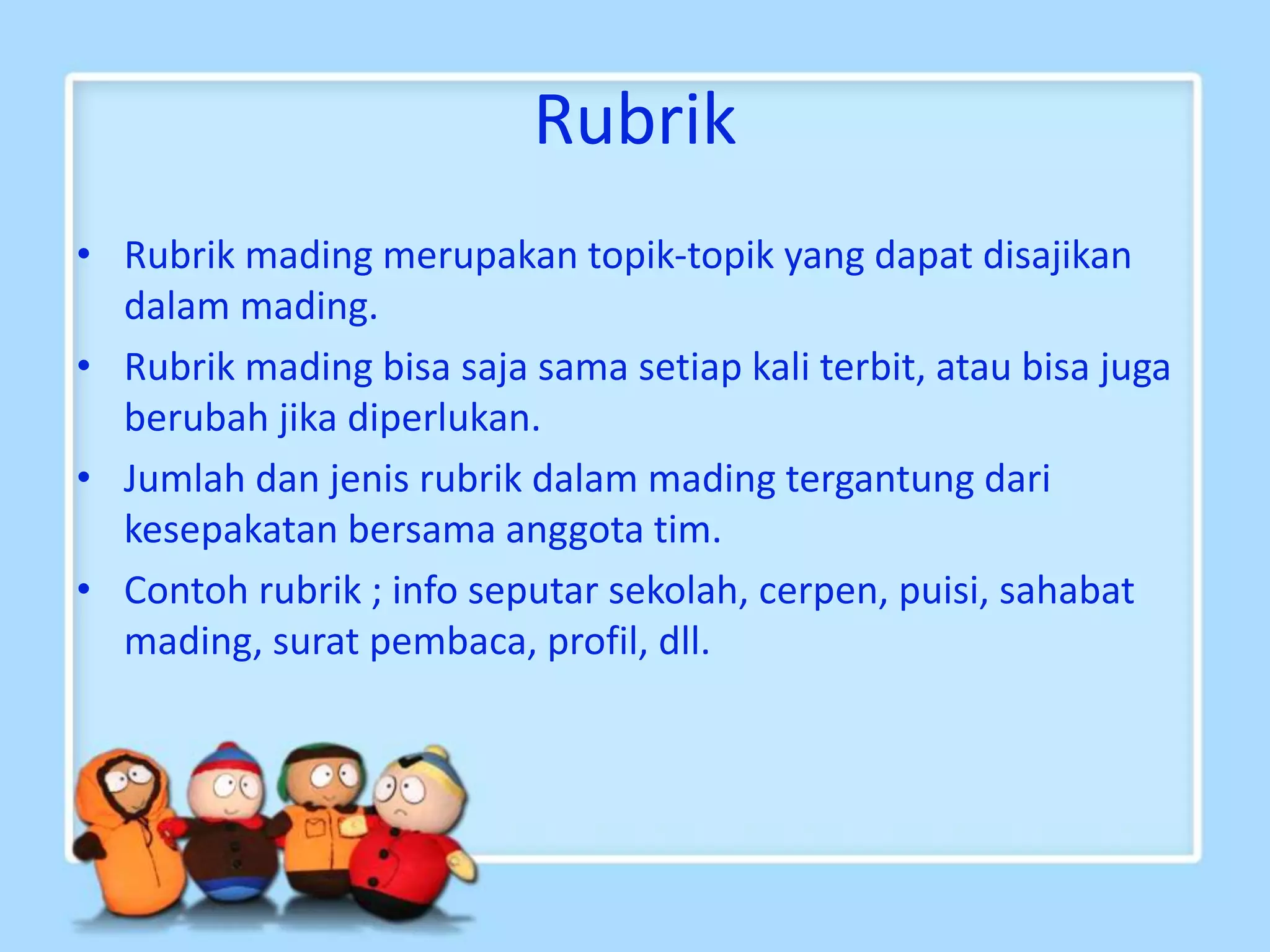 Majalah dinding sekolah dan pengelolaannya | PPT