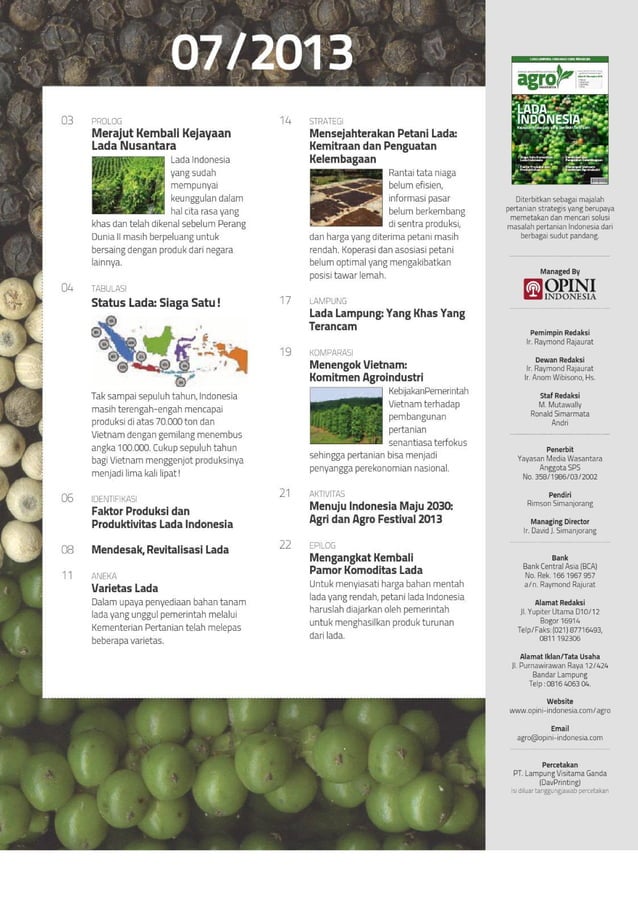 Majalah Agro swakarsa edisi 7 2013 Lada Indonesia | PDF