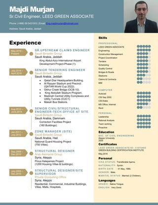 Majdi Murjan (Sr.Civil Engineer, LEED Green Associate) C.V. | PDF