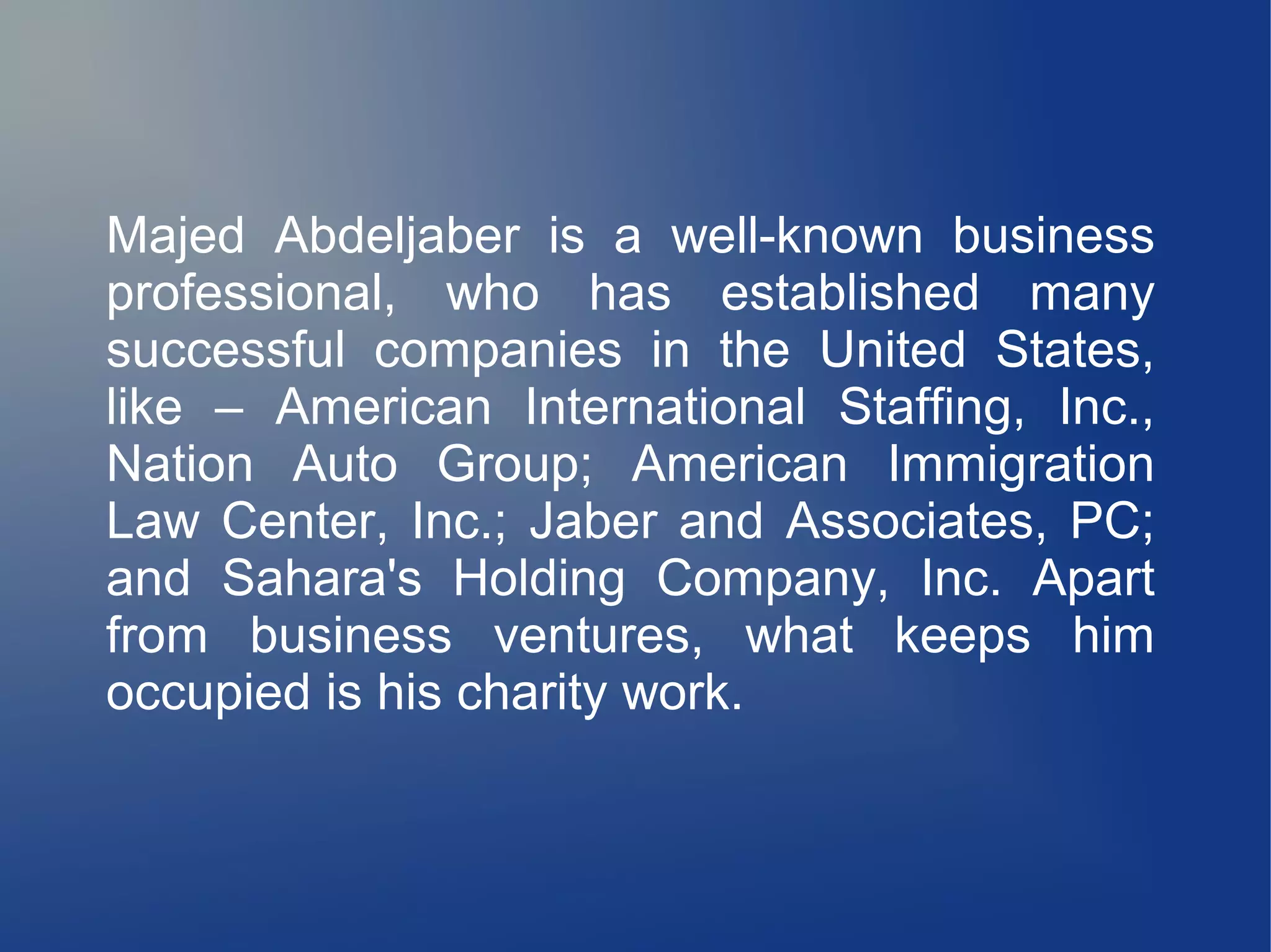 Majed Abdeljaber - Business Professional | PPT | Non-Profit ...